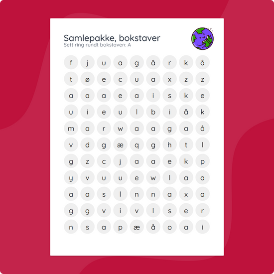 Samlepakke, bokstaver – lesekloden