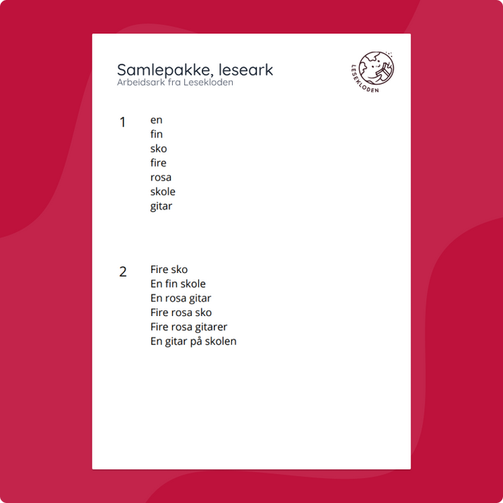 Samlepakke, bokstaver – lesekloden